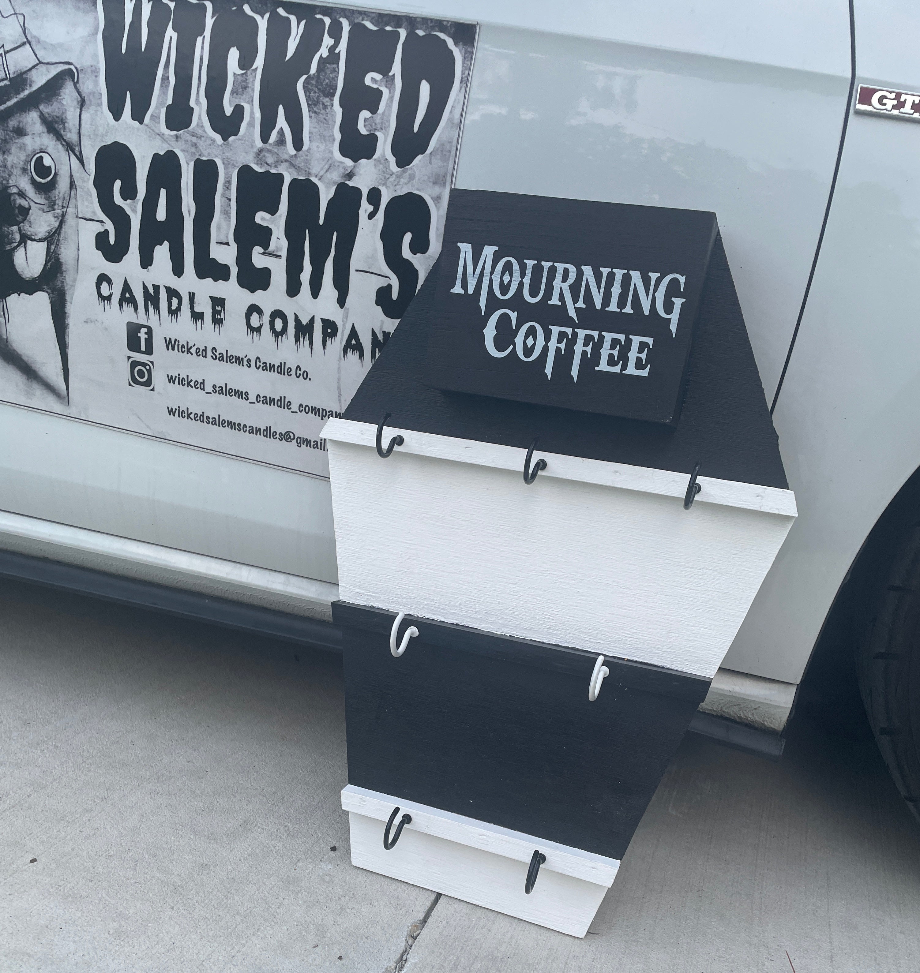 Mourning Coffee Coffin Coffee Mug Holder (SMALL) – Wick'ed Salem's ...